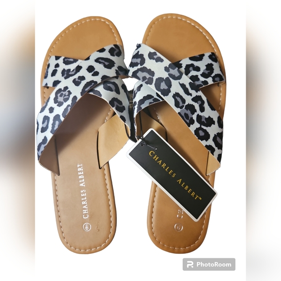 Charles Albert | Shoes | Charles Albert Animal Print Slip On Sandals ...